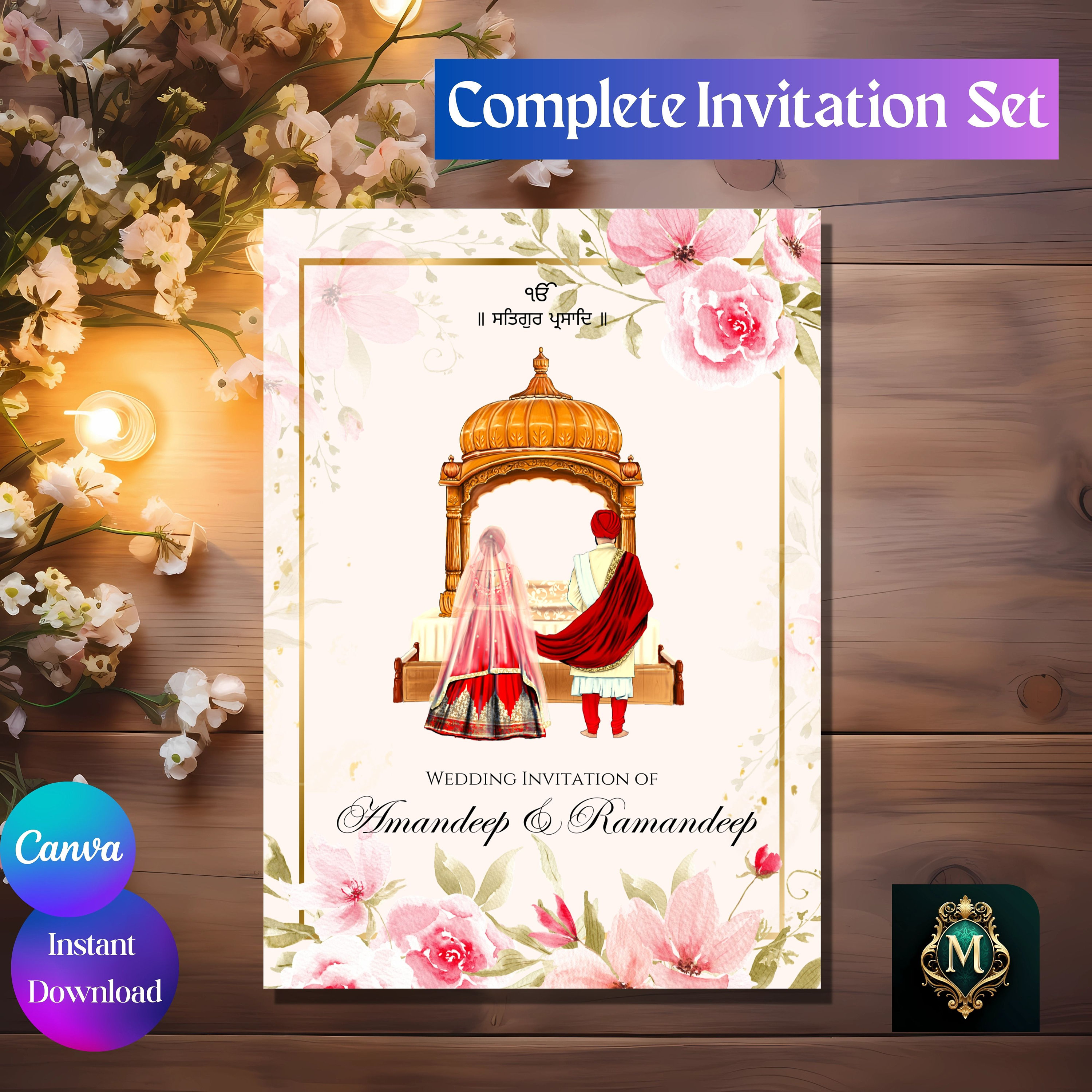 Sikh Wedding Invitation Bundle Sikh Wedding Invitation Set Punjabi ...