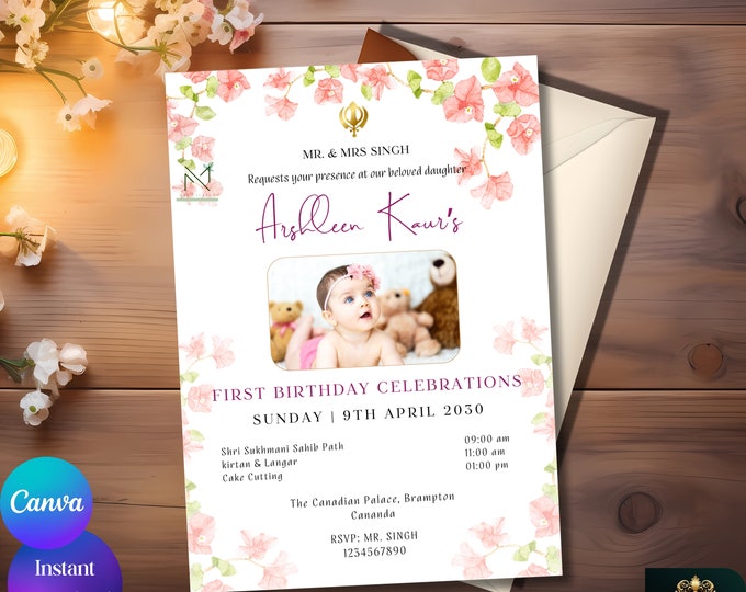 1st Birthday Path Invitation First Birthday Invitation Shri Sukhmani ...