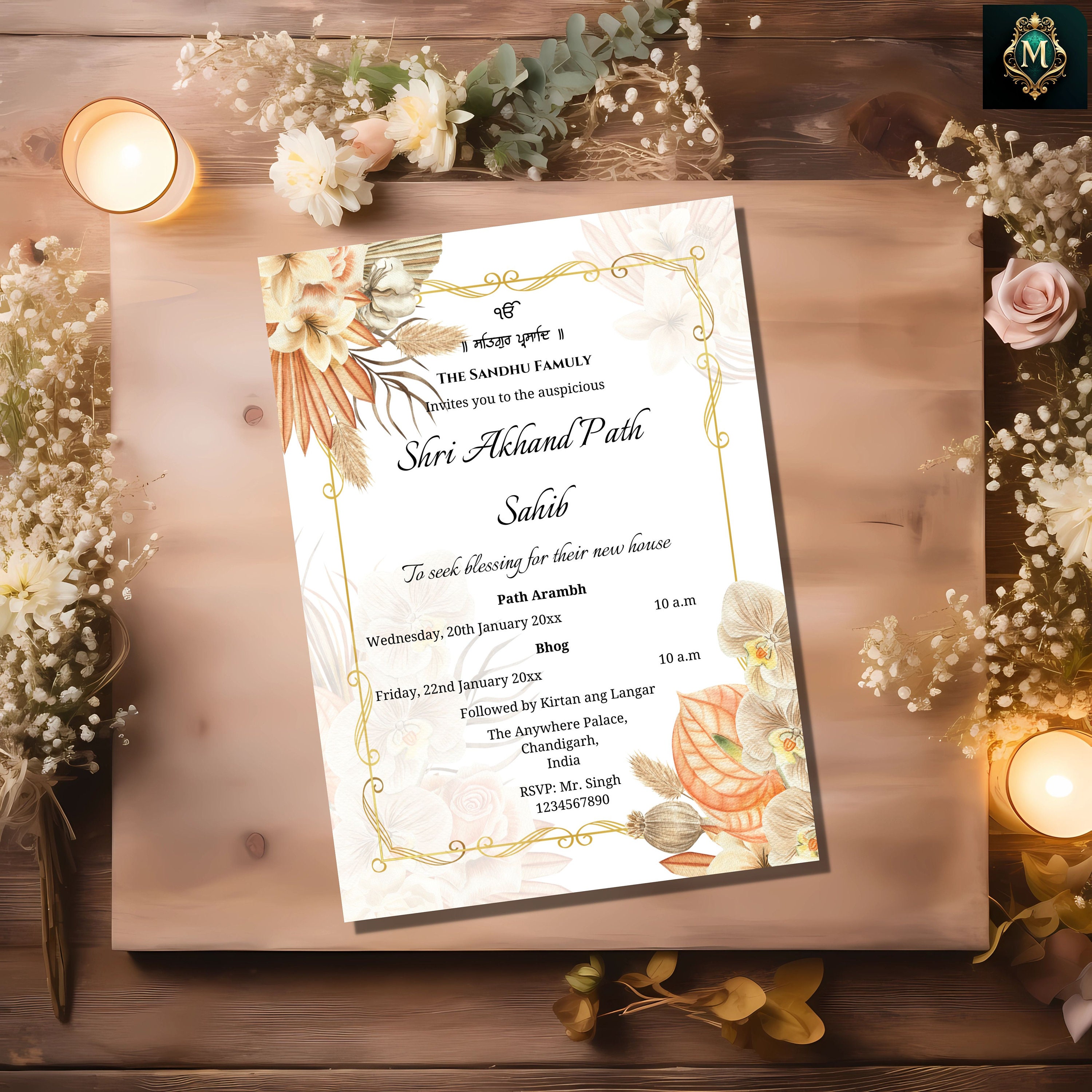 Akhand Path Invitation Housewarming Path Invitation Digital Path ...