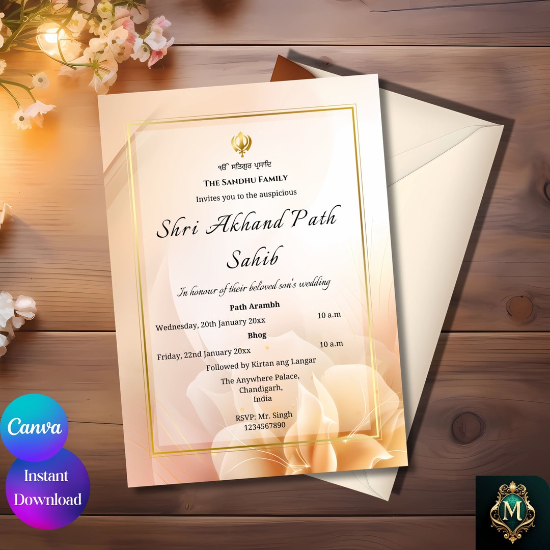 Elegant Shri Akhand Path Sahib Invitation Digital Shri Sukhmani Sahib ...