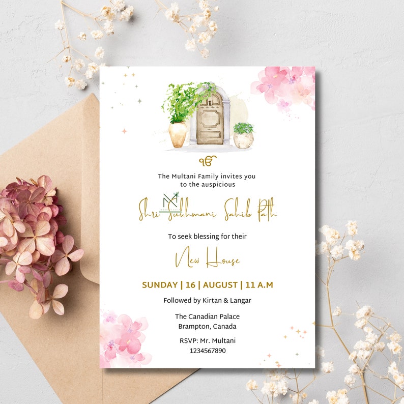 New House Shri Sukhmani Sahib Path Invitation Template Digital Sikh ...