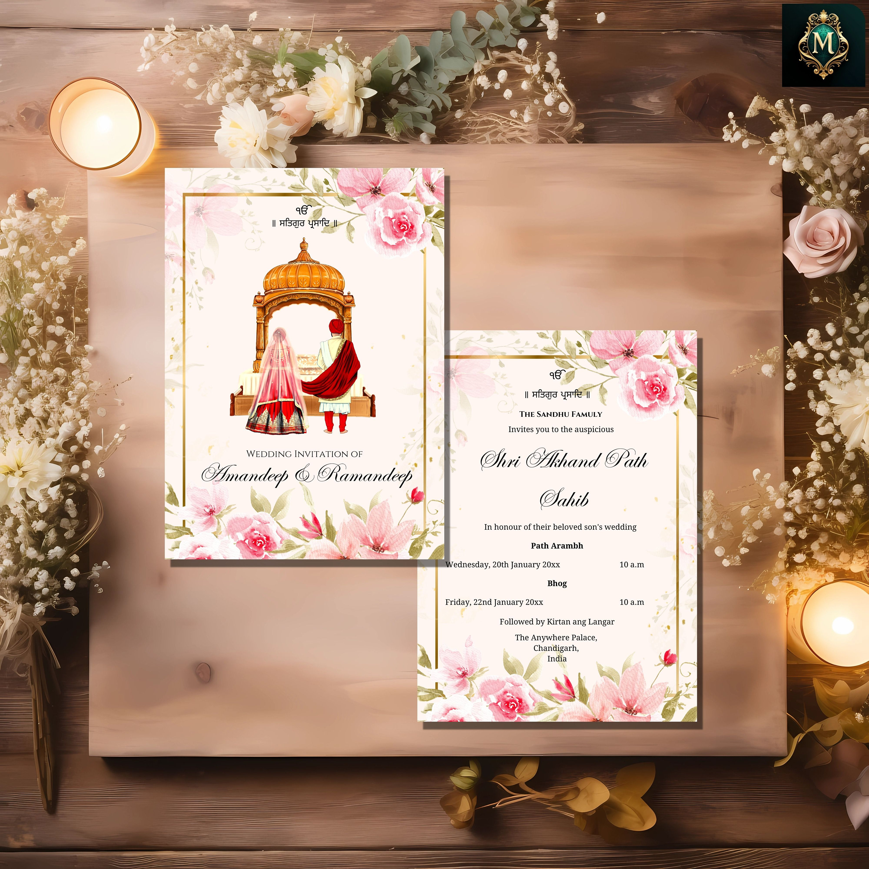Sikh Wedding Invitation Bundle Sikh Wedding Invitation Set Punjabi ...