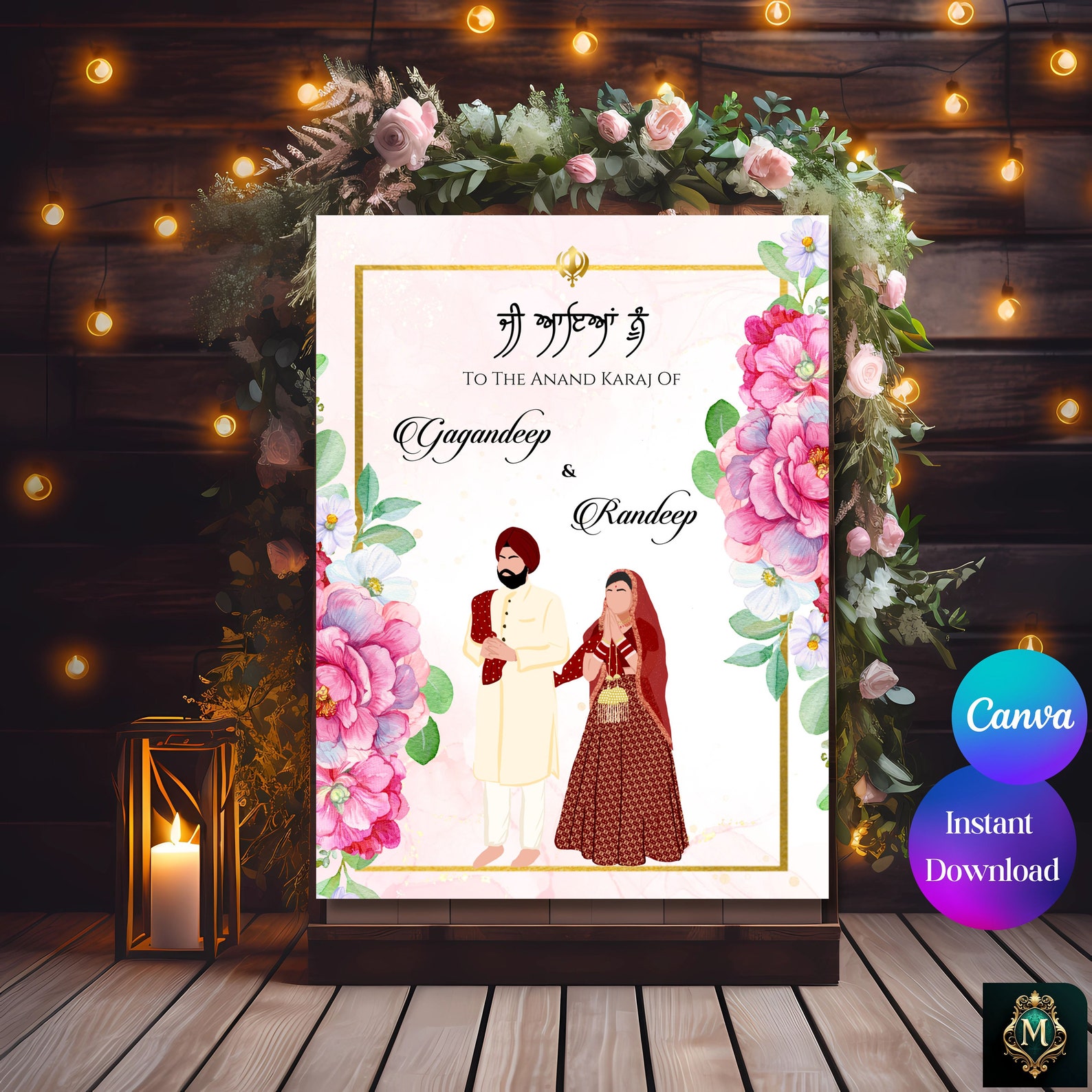 Anand Karaj Welcome Sign Sikh Wedding Welcome Sign Punjabi - Etsy