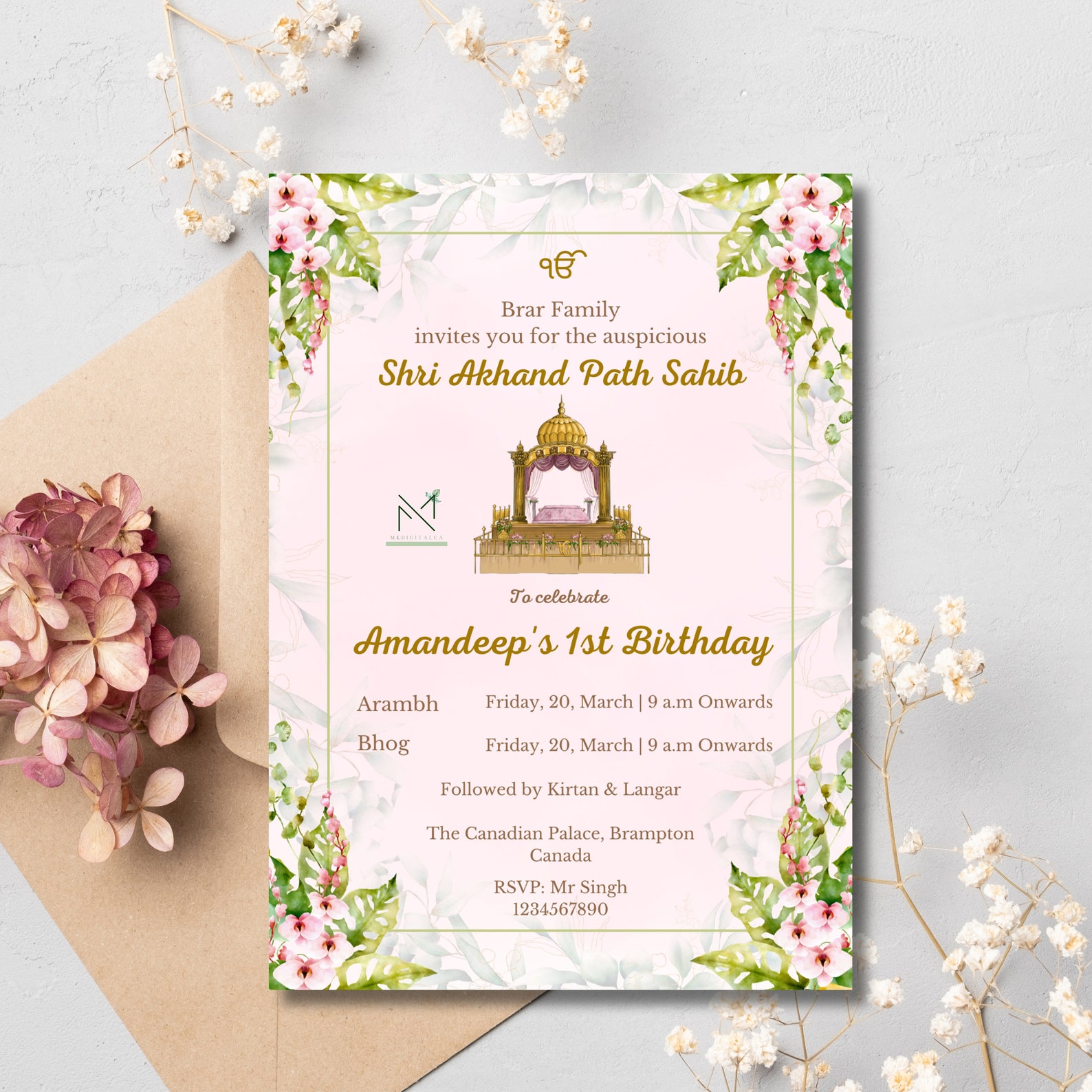 Tropical Shri Akhand Path Invitation Template Path Birthday Invitation ...