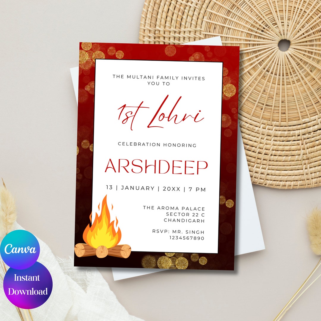 First Lohri Invitation First Lohri Invite Lohri Party Invite 1st Lohri ...