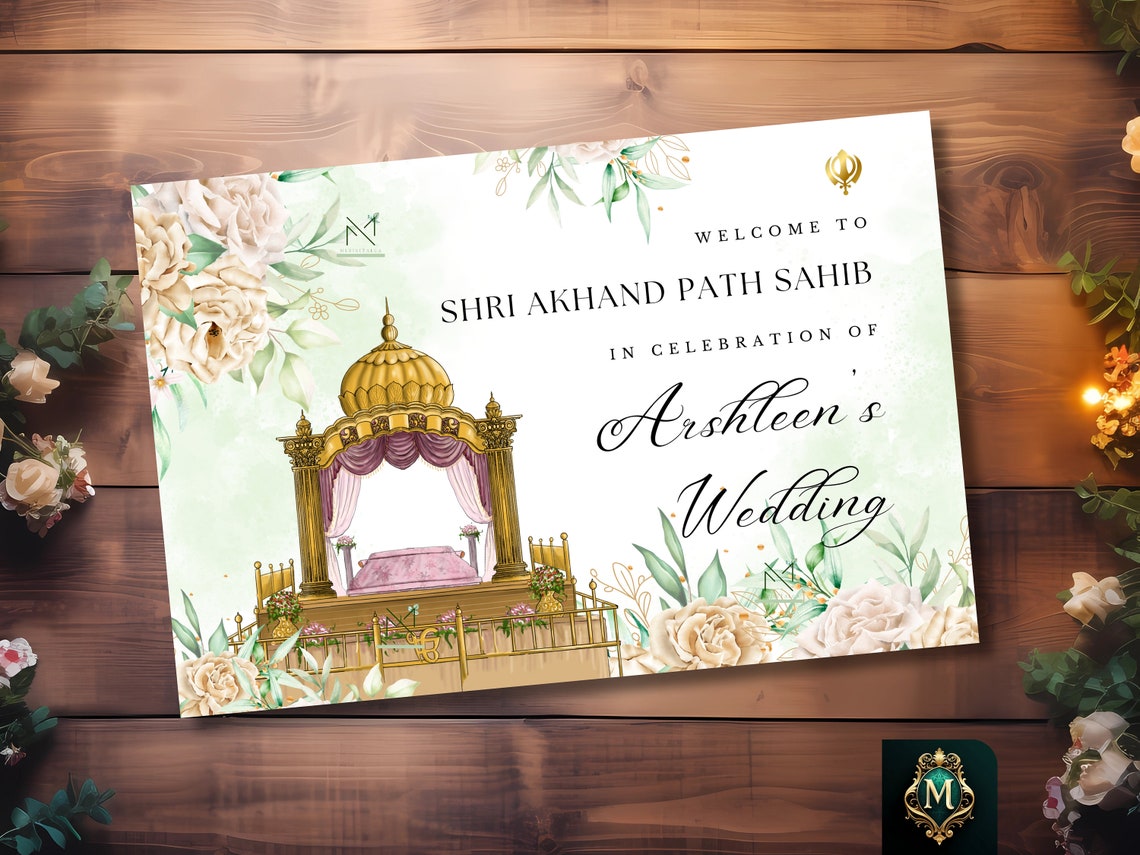 Floral Shri Akhand Path Welcome Sign Shri Sukhmani Sahib Welcome Sign ...