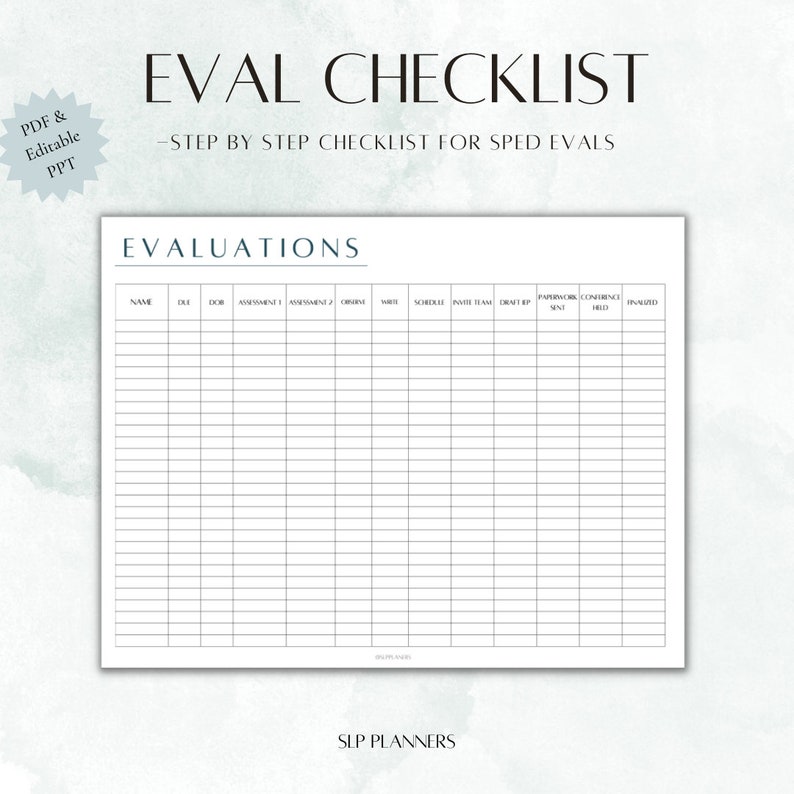 SLP Checklist Packet - Etsy