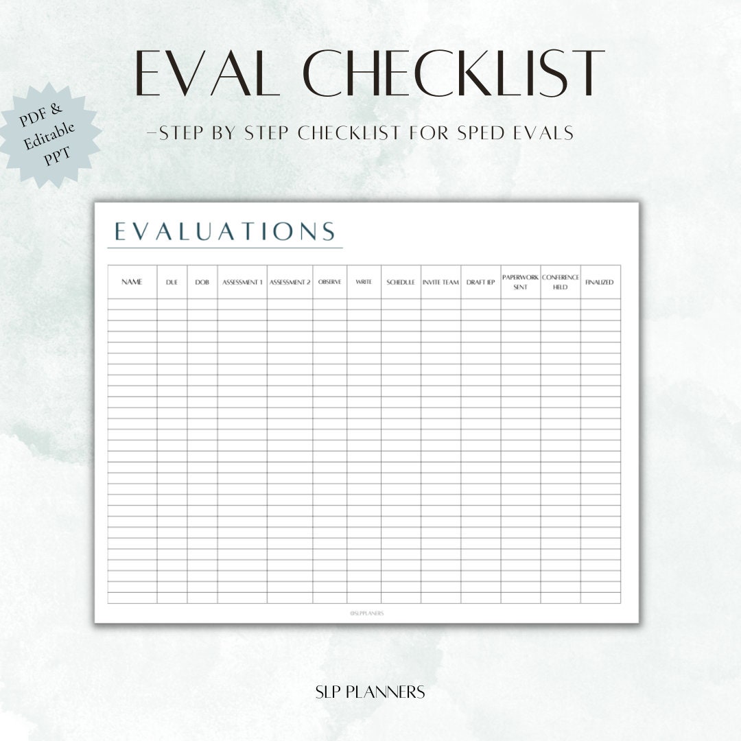 SLP Checklist Packet - Etsy