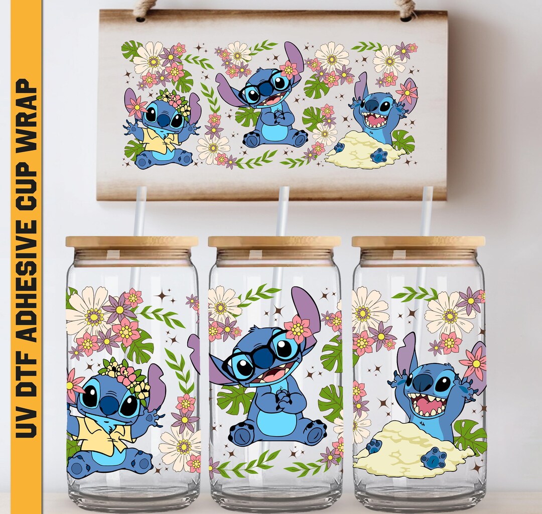 Uv DTF Wraps Stitch Coffee 16 Oz Cup Wrap, Ready to Apply, No Heat ...