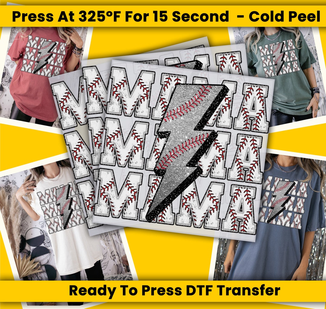 Baseball Glittery Effect Mama Ready to Press DTF Transfers, DTF Print ...