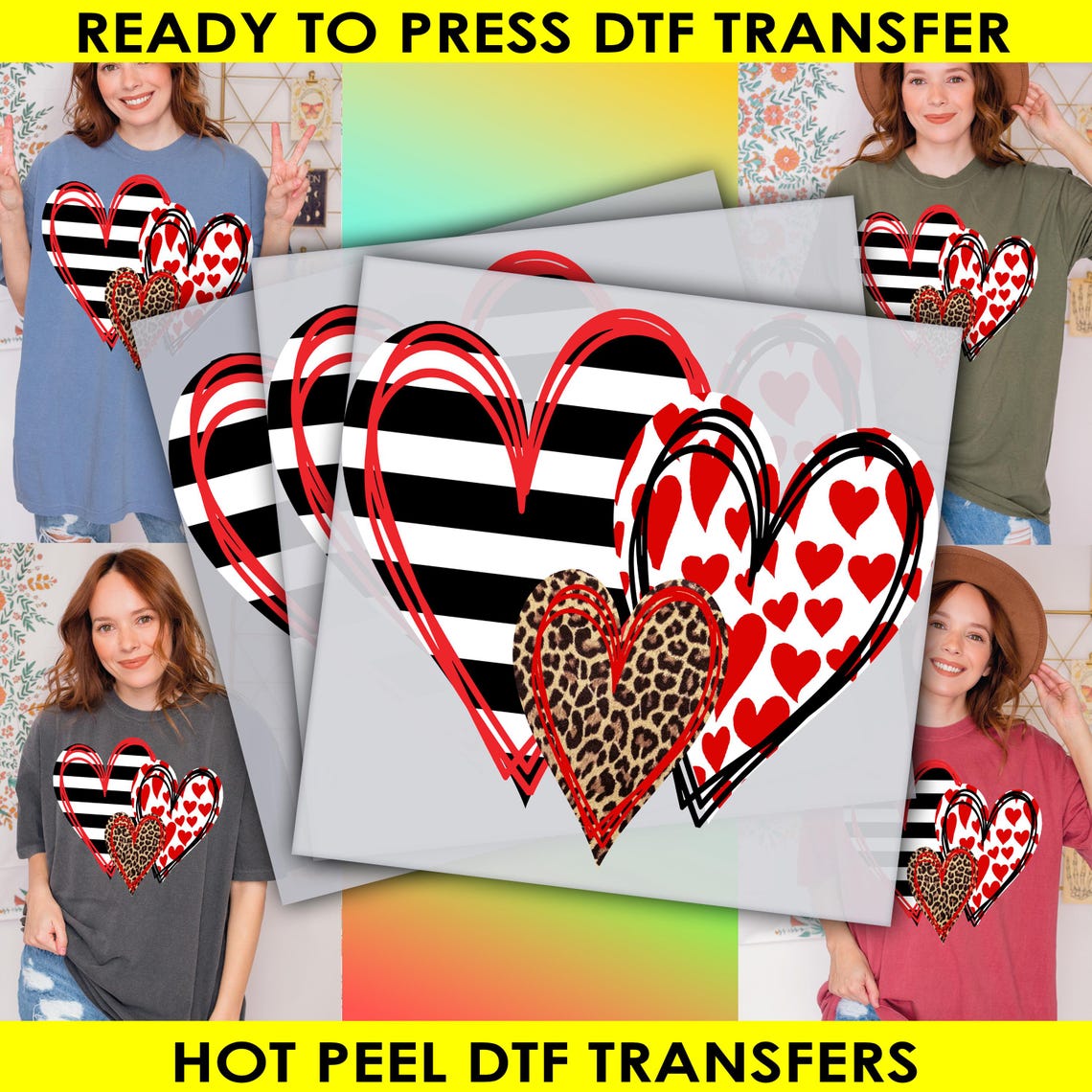 Hand Drawing Heart, Ready to Press, Valentine's Day Transfers, Leopard ...