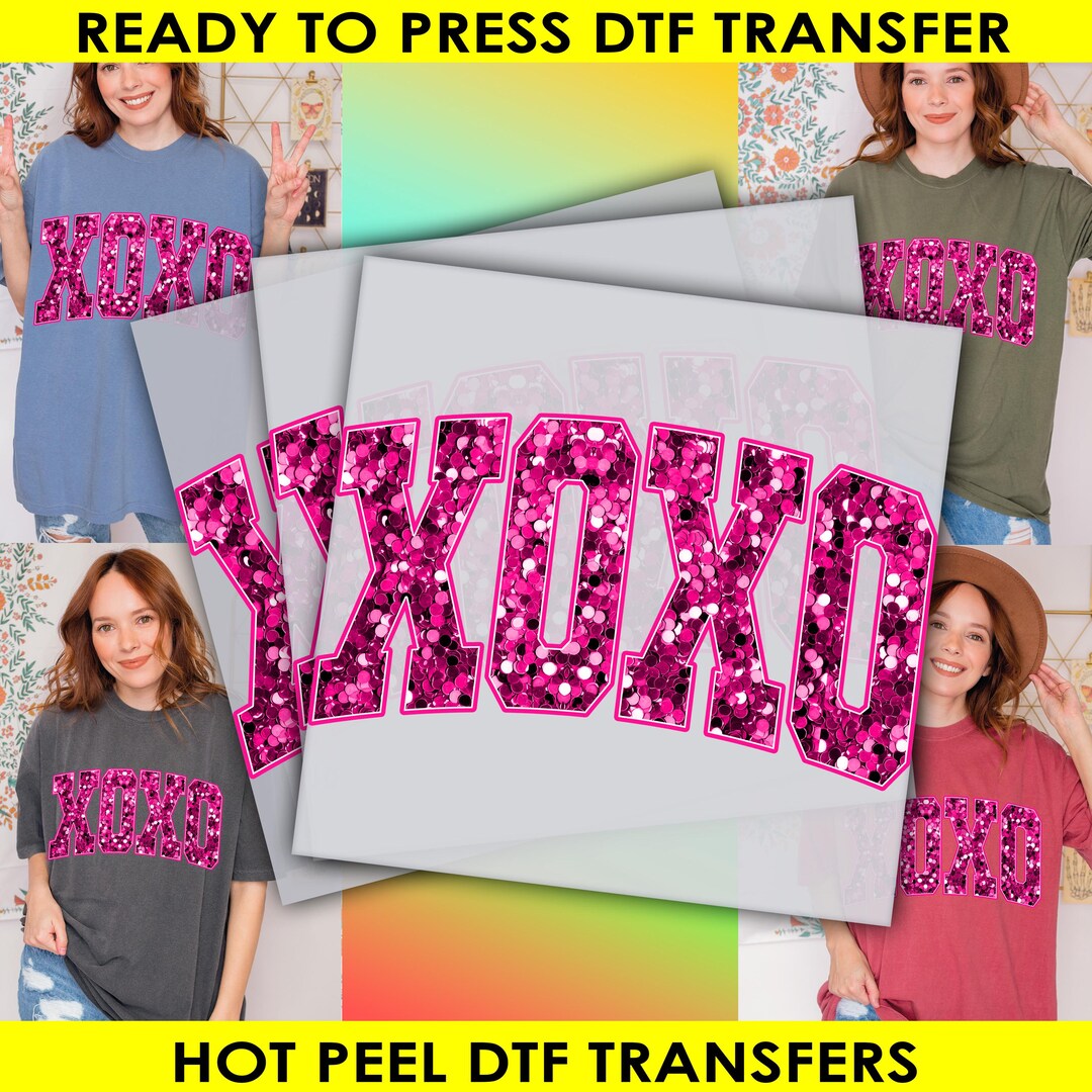 Faux Sequin XOXO, Ready to Press, Retro Valentine's Day Transfers, XOXO Dtf Print, Valentines ...