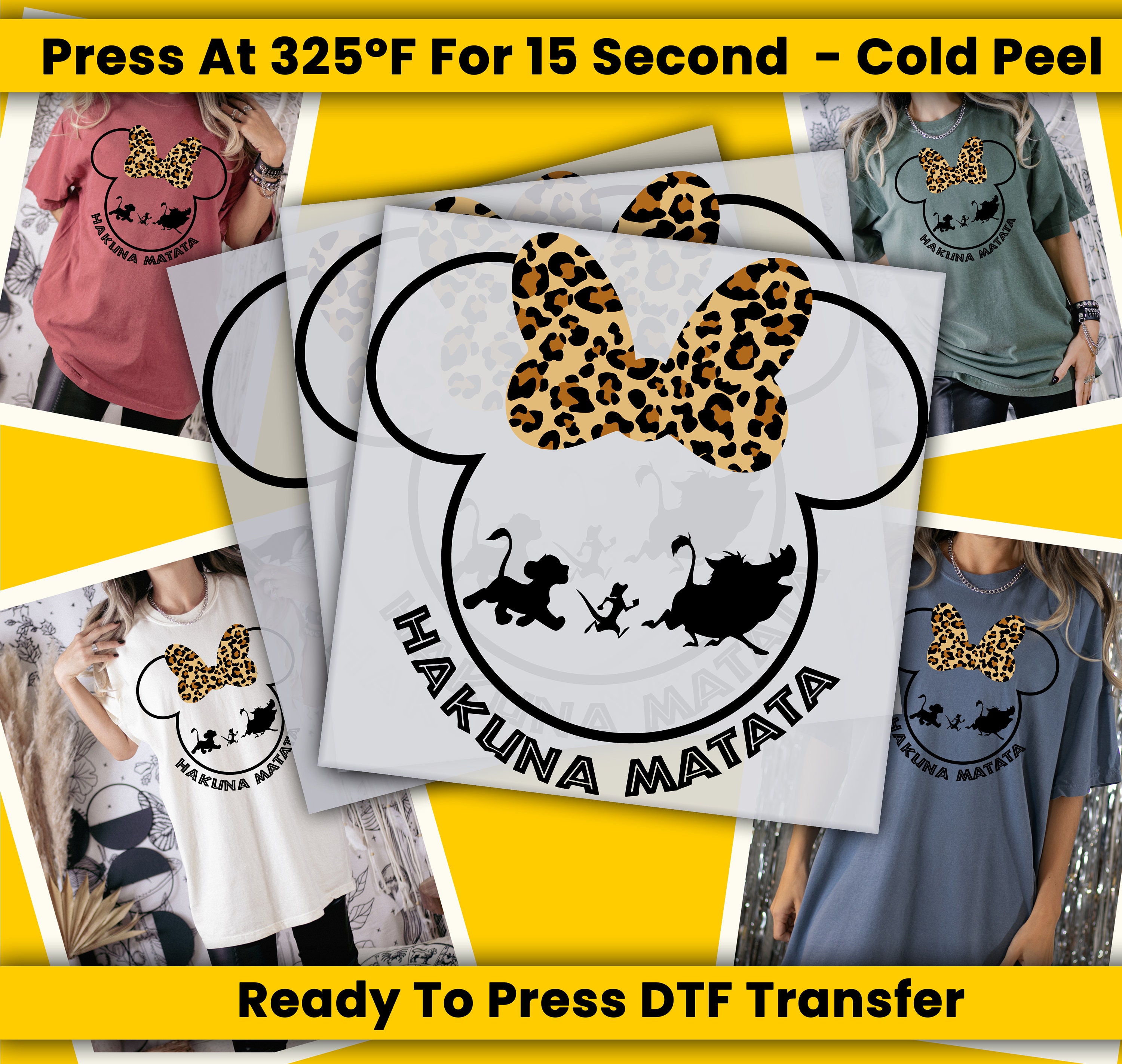Hakuna Matata Disney Animal Kingdom Mickey and Friends Ready to Press DTF Transfers, DTF Print ...