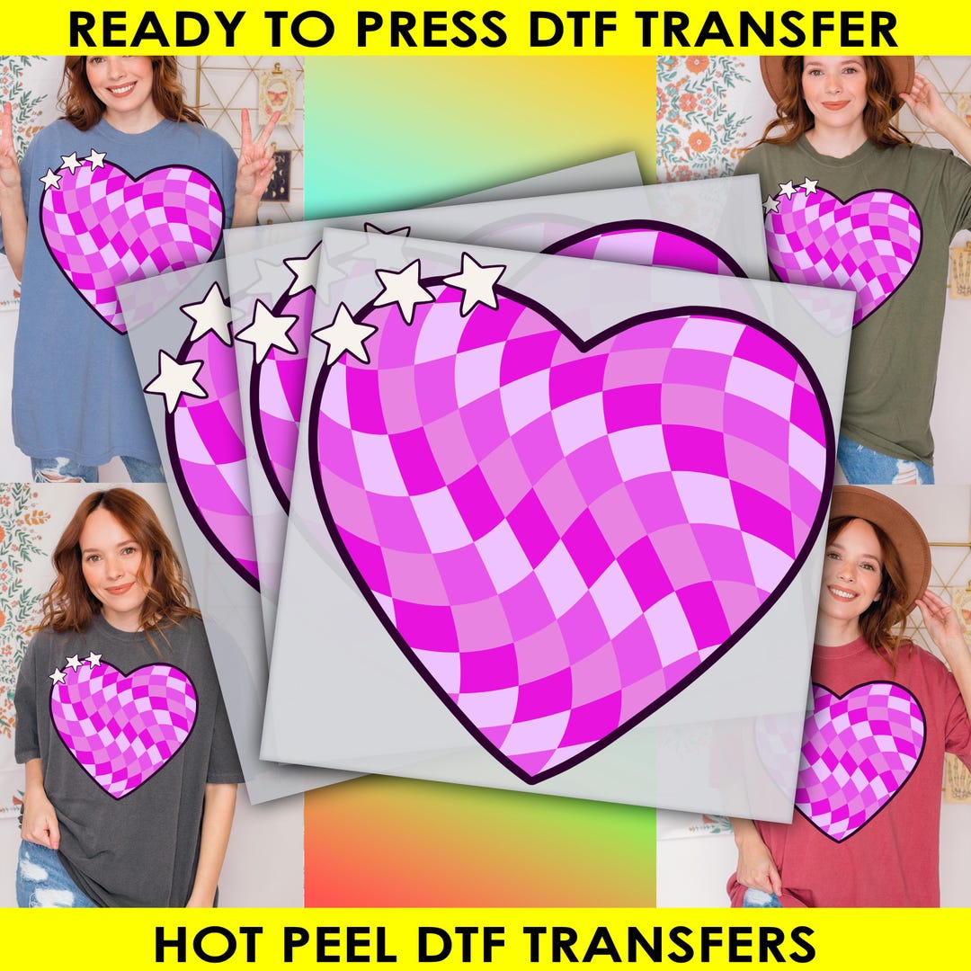 Retro Disco Ball Heart DTF, Ready to Press, Valentine's Day Transfers ...