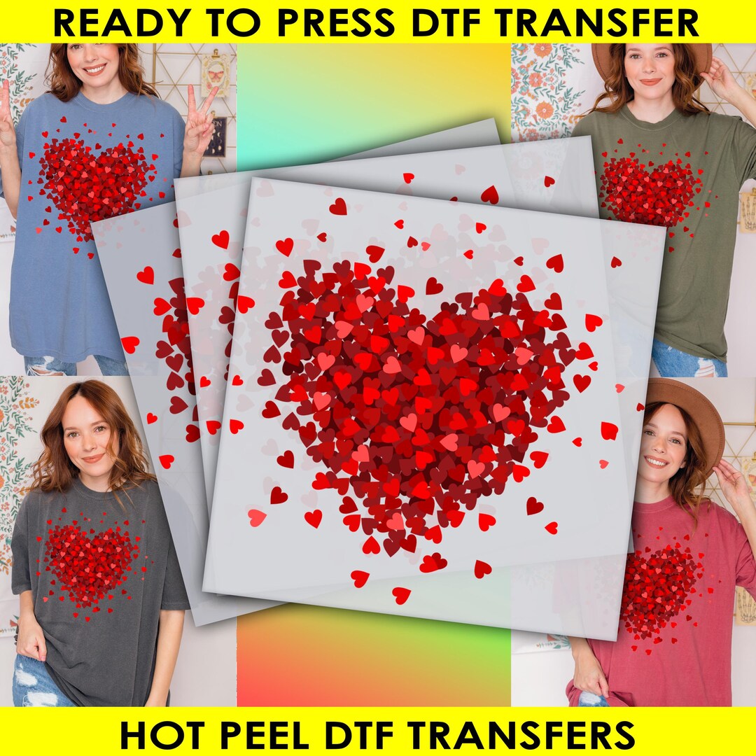 Heart DTF Transfer, Ready to Press, Valentine's Day Transfers ...