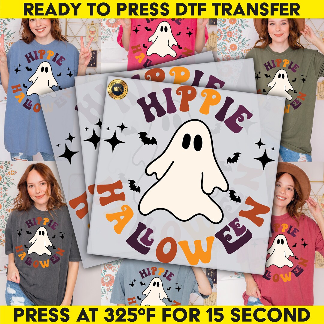 Hippie Halloween, Cute Ghost, Ready to Press, Personalized Gifts ...