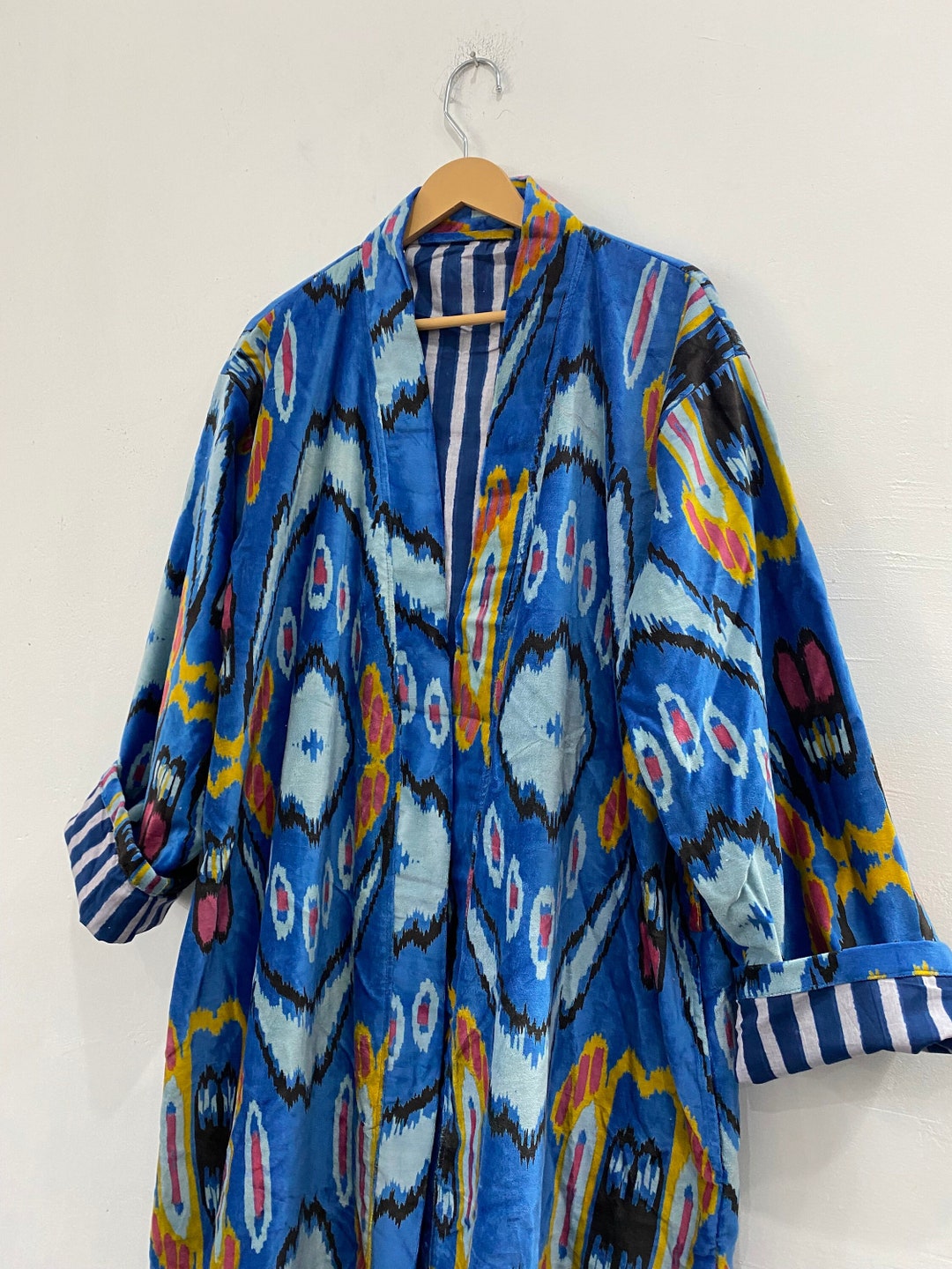 Cotton Velvet Kimono Long Bathrobe Gawon Tiger Print Gift for - Etsy