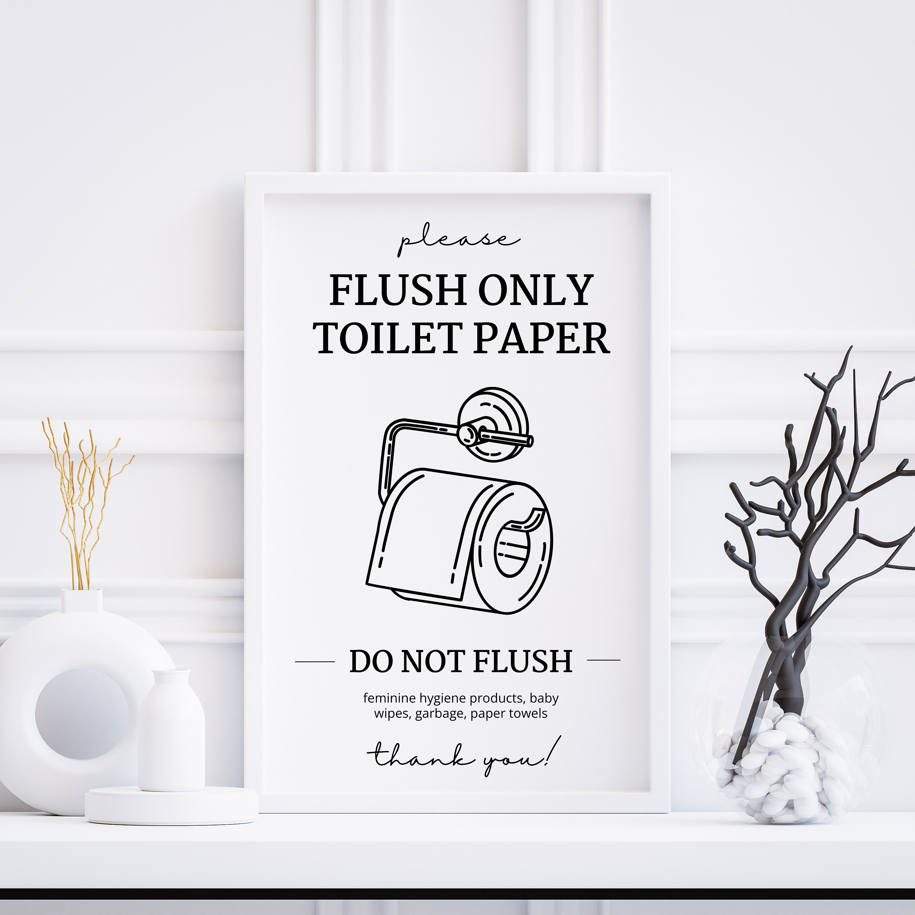 Flush Toilet Paper Only Sign, Bathroom Printable (PDF) - Etsy