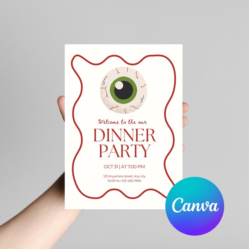 Eyeball Halloween Watch Party Invitation | Spooky Canva Template - Etsy