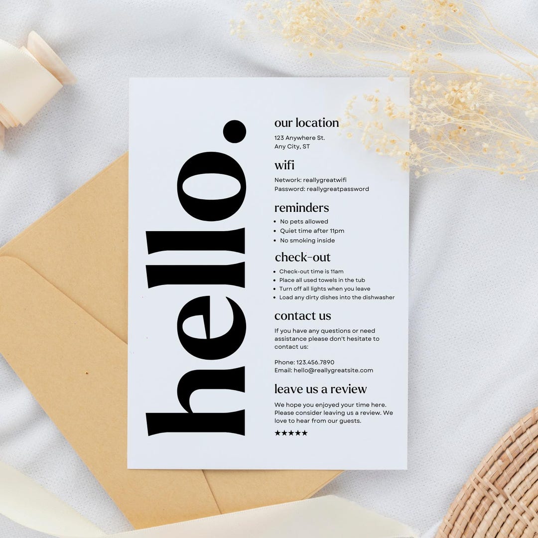 Airbnb Home Rules Template | Modern Welcome Print (canva Editable) - Etsy