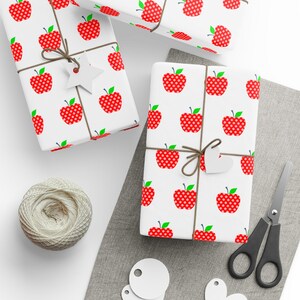 Red Apple Gift Wrapping Paper - Sweet and Charming Design - Etsy