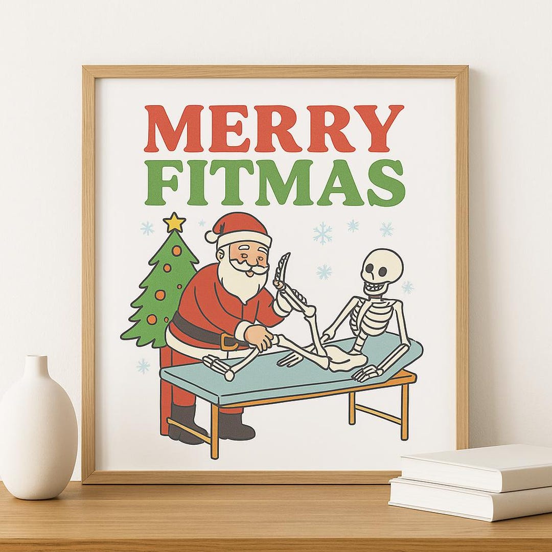Merry Fitmas Physical Therapy PNG – Santa & Skeleton Christmas Clipart ...