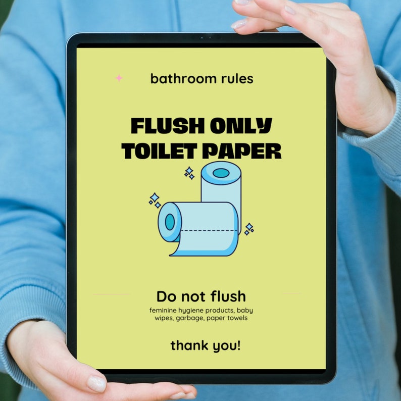 Flush Toilet Paper Only Sign, Bathroom Printable (PDF) - Etsy