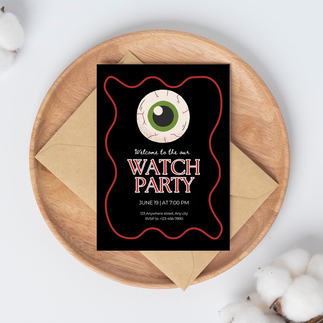 Eyeball Halloween Watch Party Invitation | Spooky Canva Template - Etsy