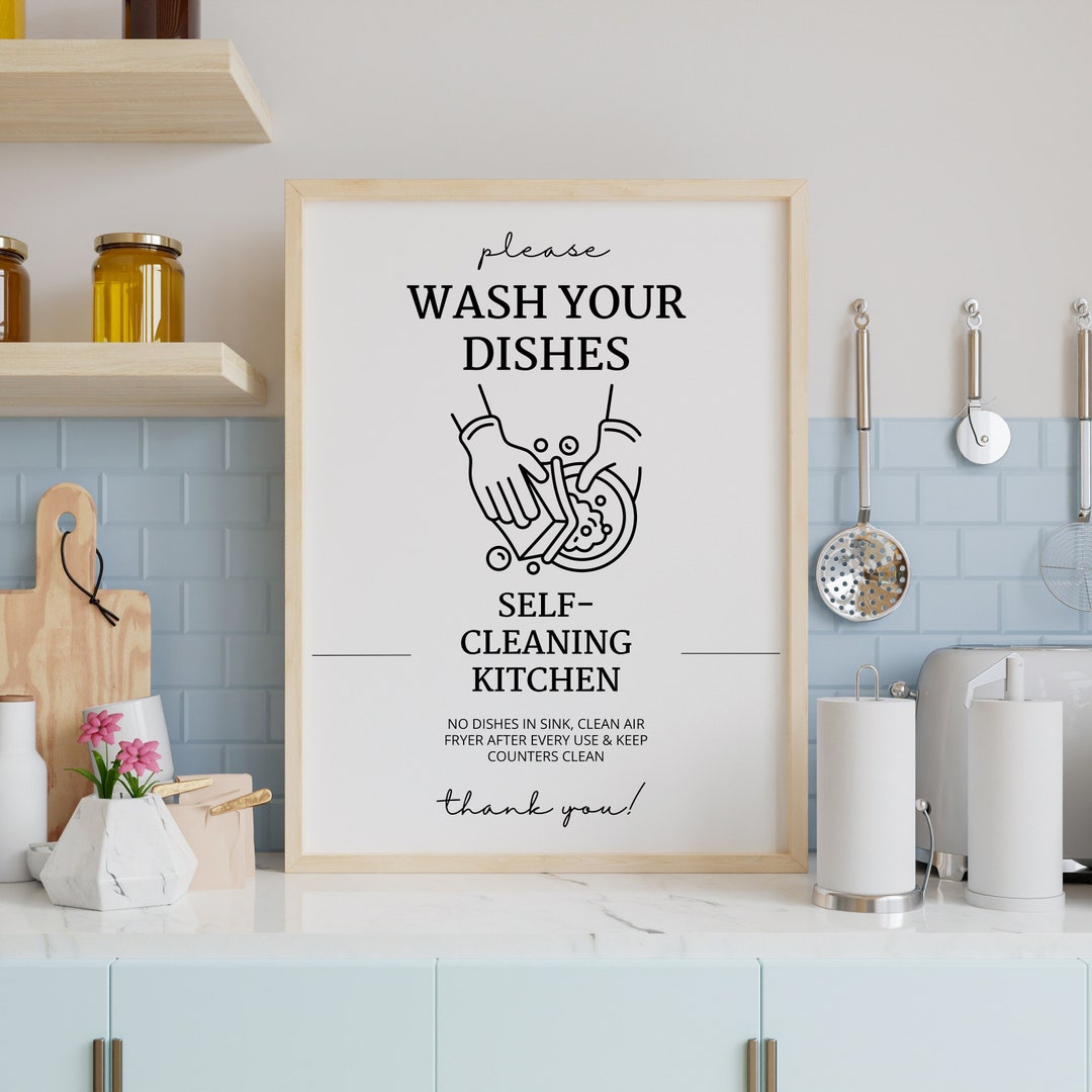 Printable Wash the Dishes Wall Art, Minimalist Modern Office Poster ...