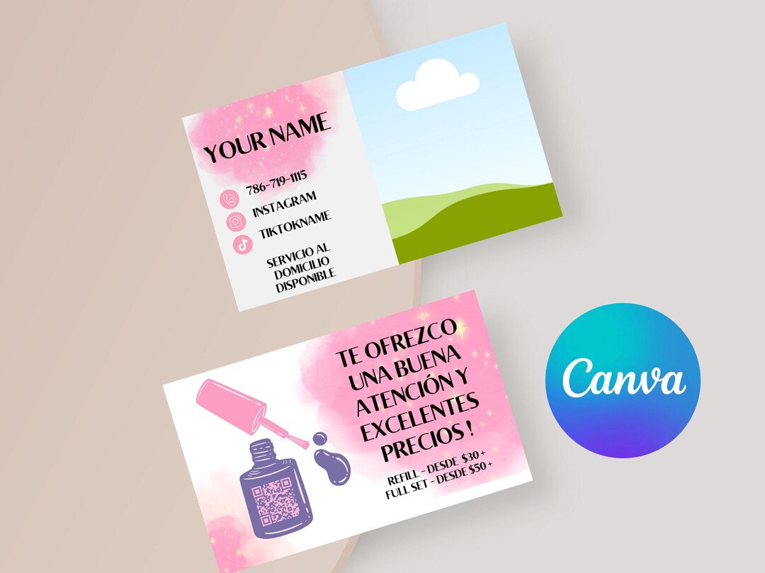 Editable Nail Tech Business Card Template | Nails Calling Card With QR ...