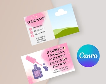 Editable Modern Business Card for Nail Tech, Nail Artist Calling Card ...