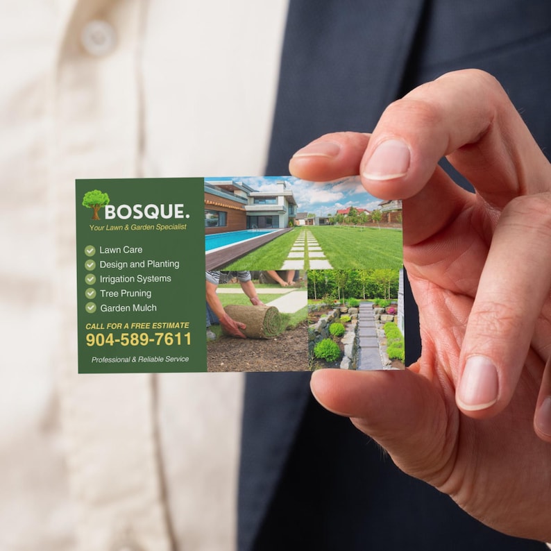 Landscaping Service Business Cards | DIY Canva Template Design | Lawn ...