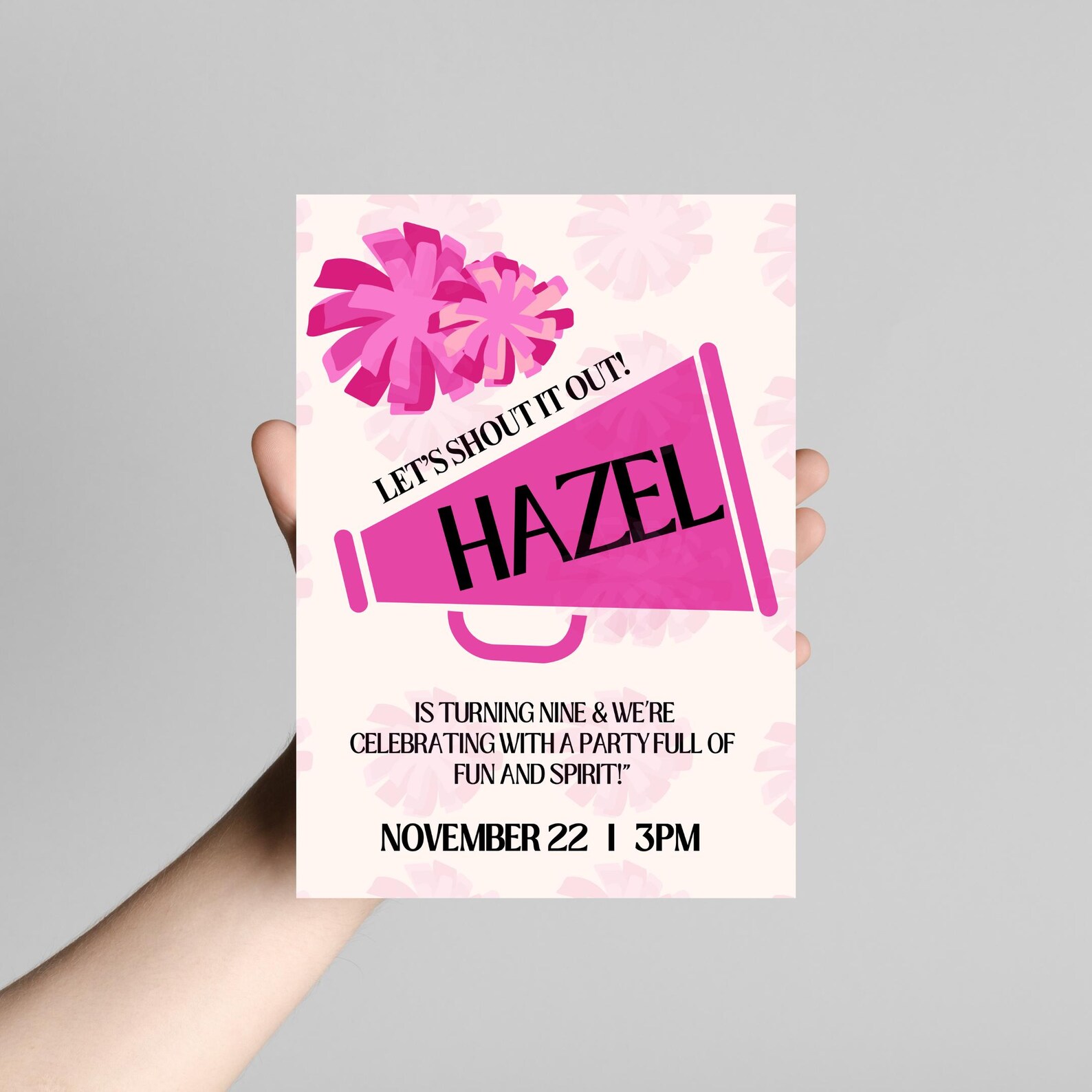 Super Megaphone Cheerleading Birthday Invitation - Editable Digital ...