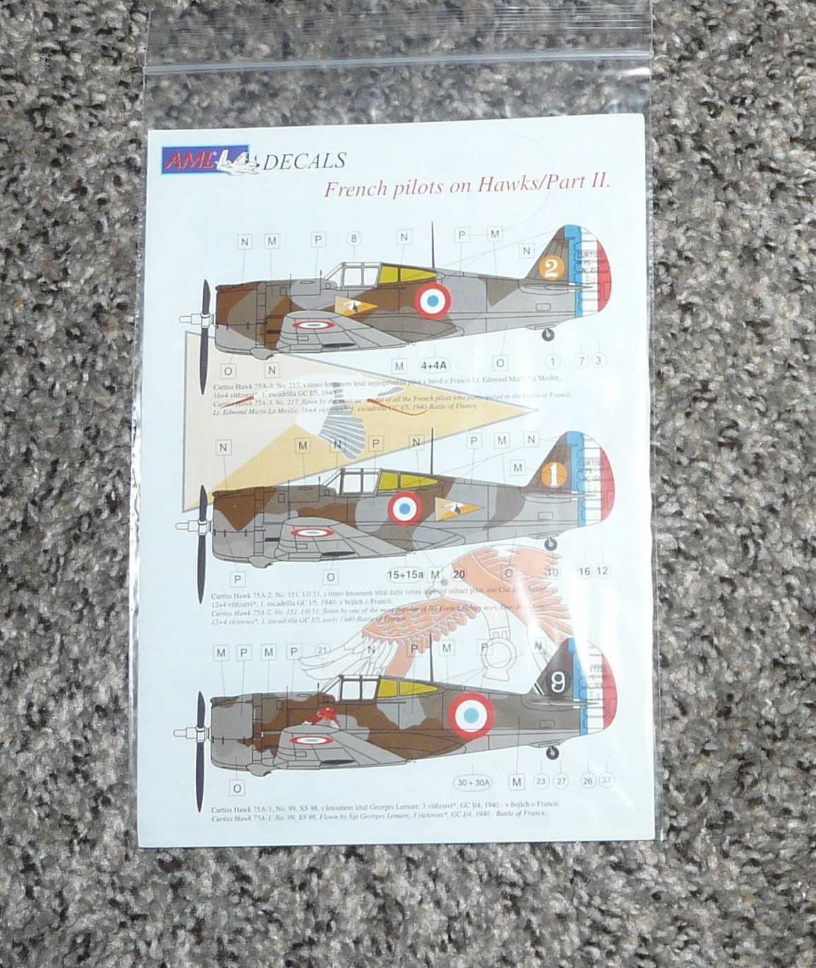 AML Decals French Pilots on Hawks 1/72 Curtiss Hawk Scale Aircraft ...