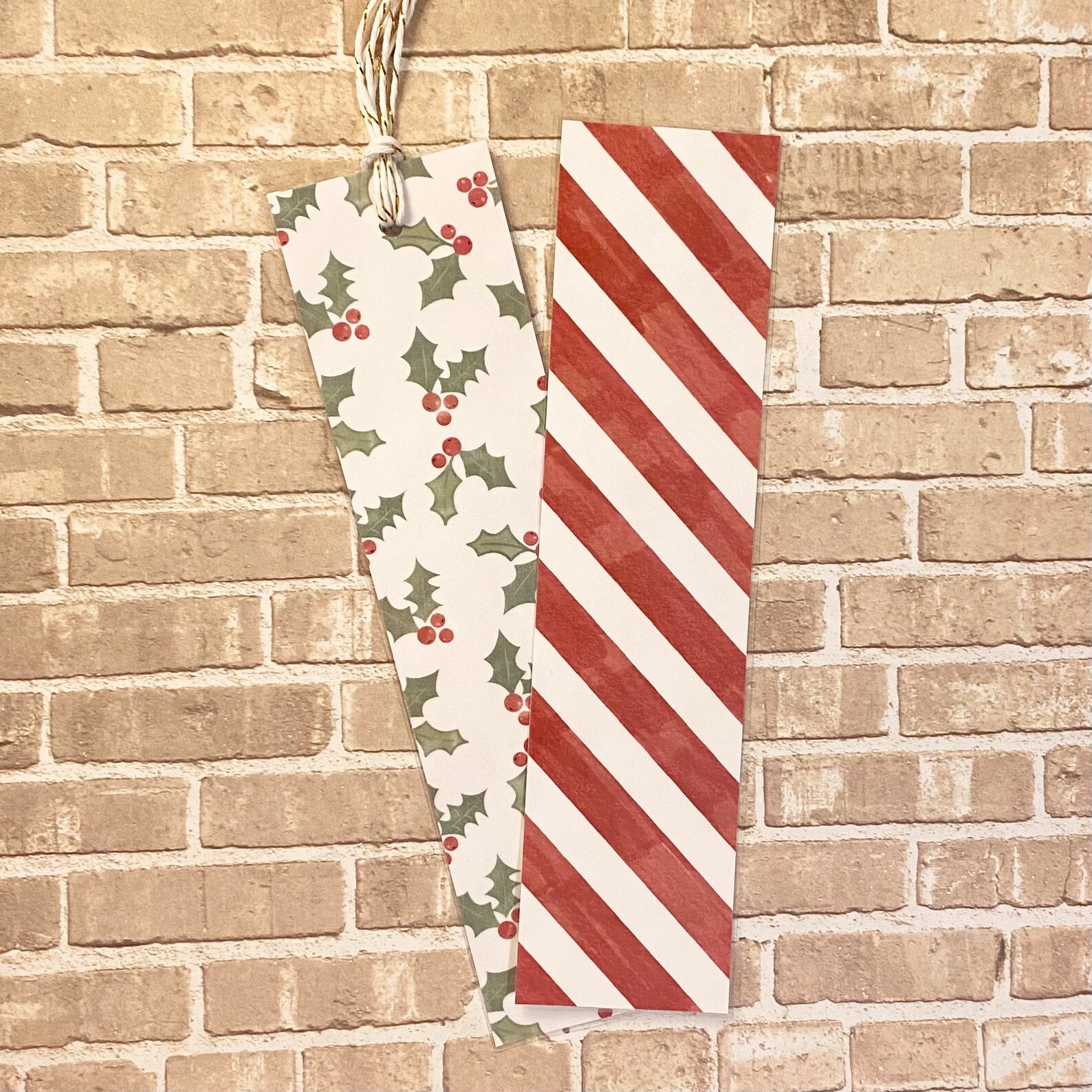 Christmas Bookmark, Handmade Laminated Double-sided Holiday Season ...