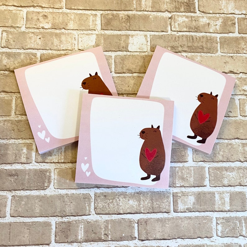 Capybara Sticky Notes, Cute Capybara Handmade Design Sticky Notepad ...