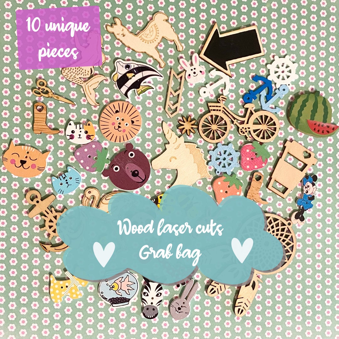 Laser Cut Wood Die Cuts Surprise Bag, 10 Styles, DIY Crafting, Eco ...