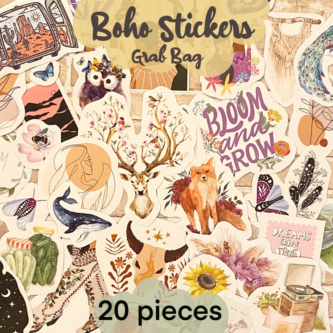 Boho-style Stickers Mystery Pack - 20 Hand-cut Paper Stickers for ...