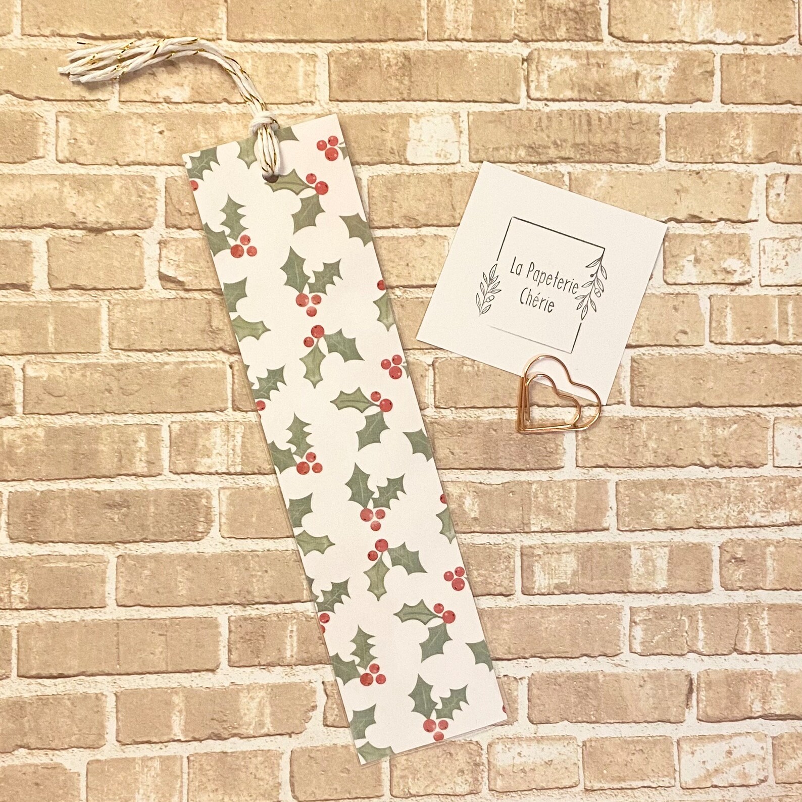 Christmas Bookmark, Handmade Laminated Double-sided Holiday Season ...