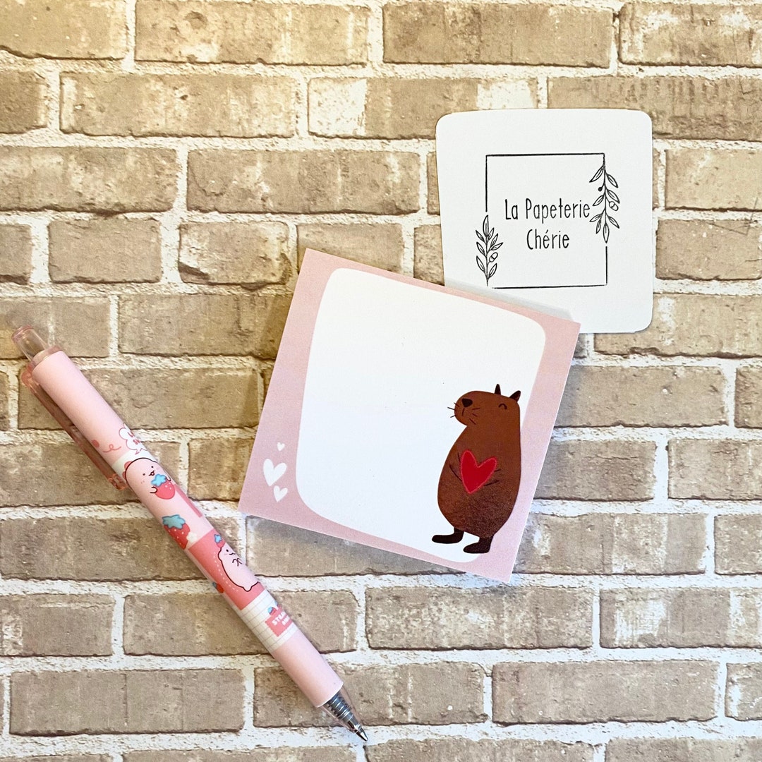 Capybara Sticky Notes, Cute Capybara Handmade Design Sticky Notepad ...
