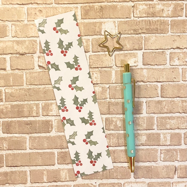 Christmas Bookmark, Handmade Laminated Double-sided Holiday Season ...