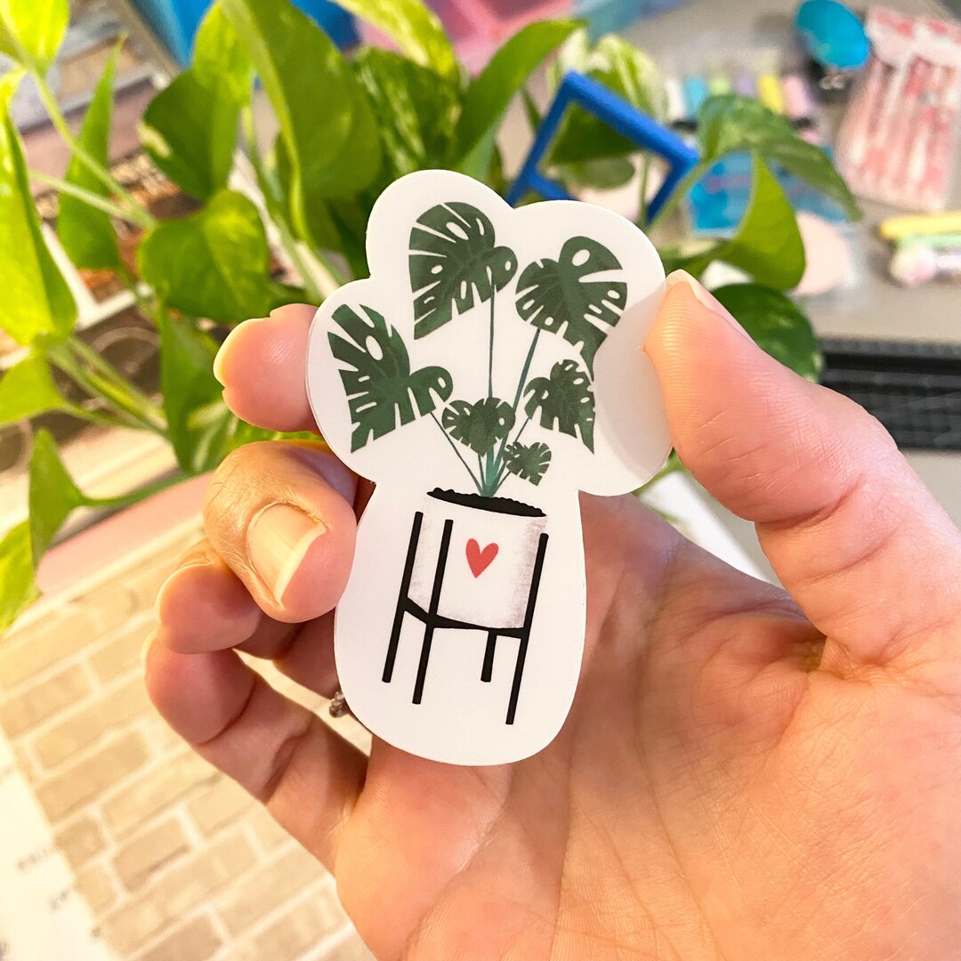 Monstera Plant Sticker: Handmade Minimalist Waterproof Vinyl Decal - Etsy