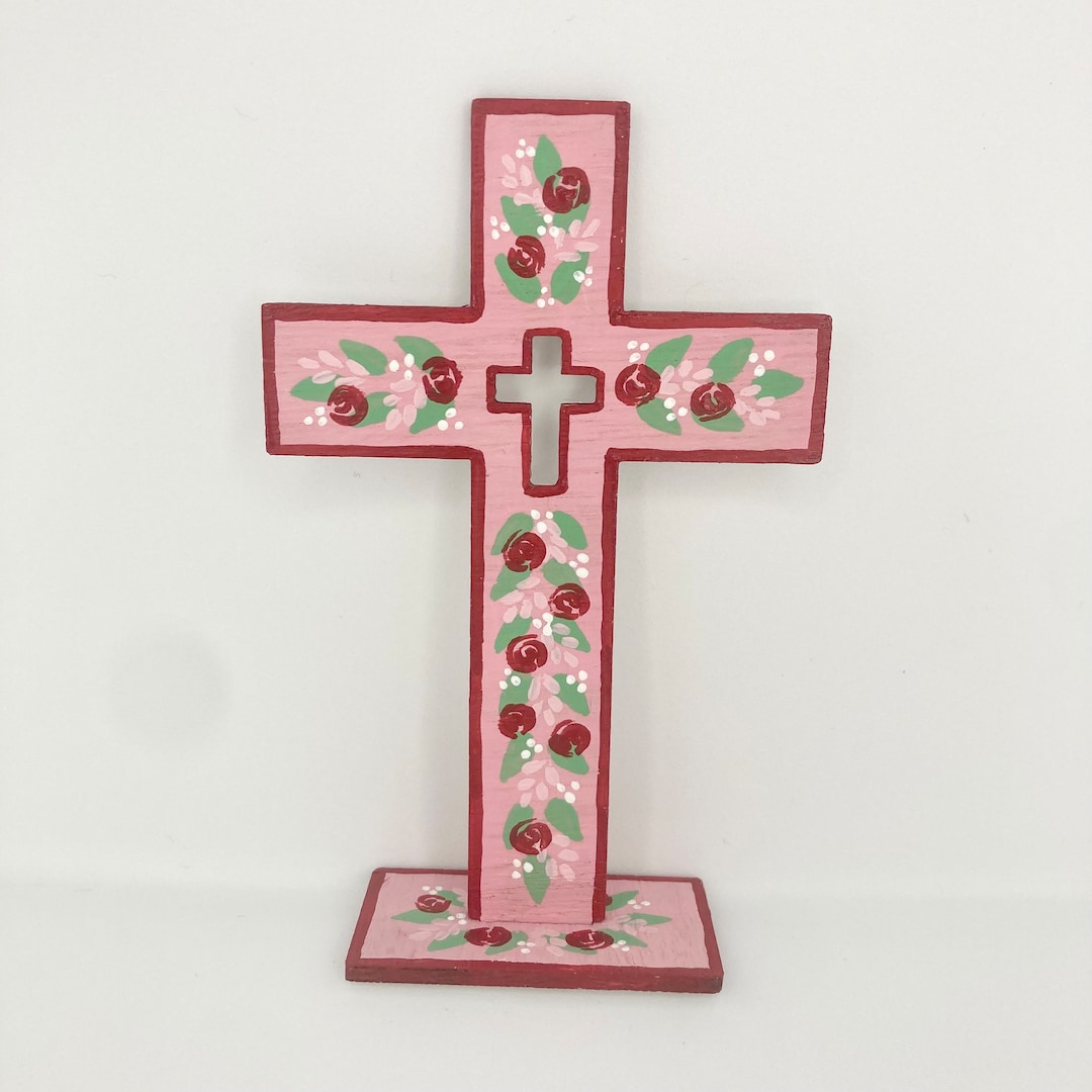 Hand Painted Cross Wooden Folk Art Mini Cross Postbox - Etsy