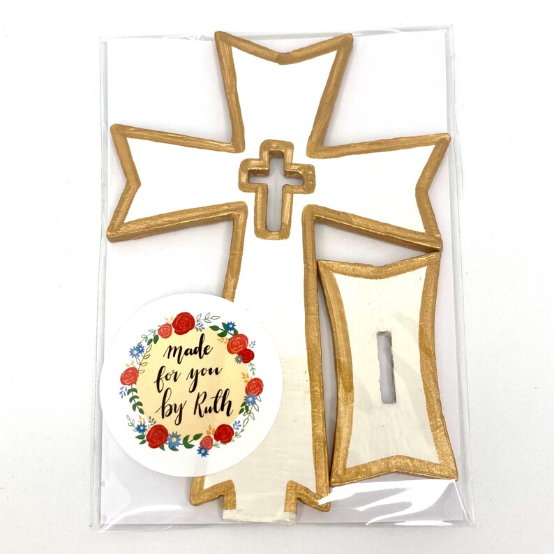 Hand Painted Gold Wooden Cross, Folk Art Mini Decor - Etsy Canada