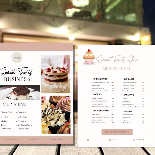 Bakery Menu Template Canva - Etsy