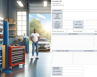 Mechanic Service Work Order, Job Order Form, Repair Job Ticket ...