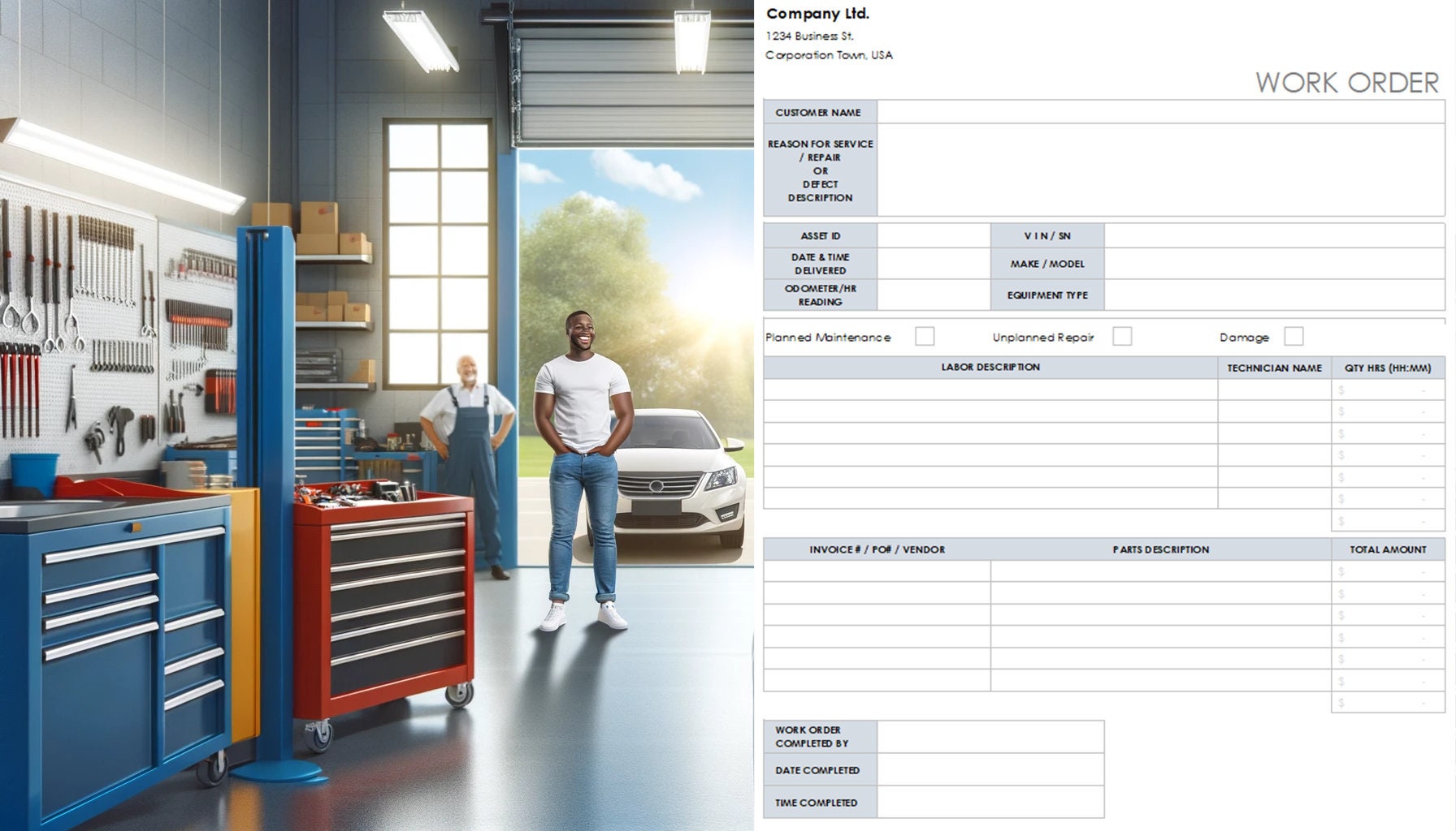 Work Order Form - Automotive and Equipment Maintenance - Etsy