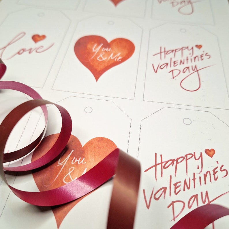 Valentine's Day Gift Tags, Valentine's Gift Tags, Printable Valentine's ...