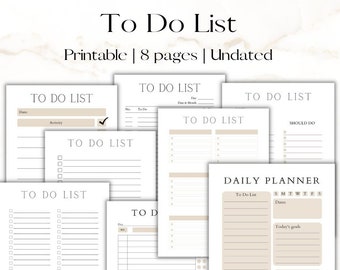 To Do List Printable Modern Minimalist, Daily Checklist, Printable ...