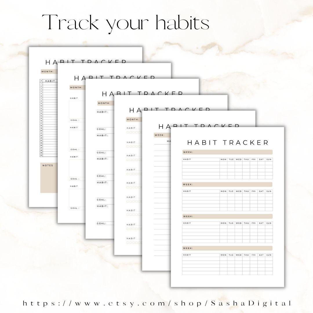 Habit Tracker | Undated Habit Tracker Planner Printable | Goodnotes - Etsy